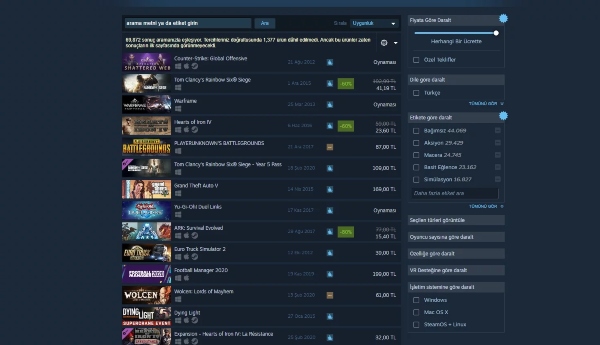 Steam'in yeni arama sistemi yayınlandı - Haberler - indir.com